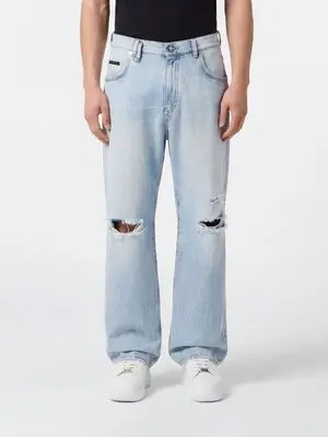 Philipp Plein Distressed Wide-leg Jeans - Denim