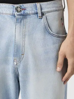Philipp Plein Distressed Wide-leg Jeans - Denim