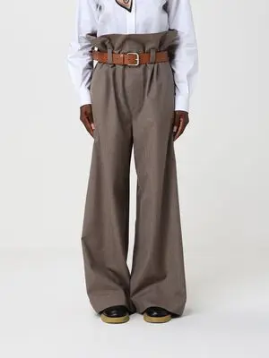 Moschino Wool Wide-leg Trousers - Brown