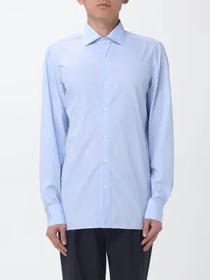 LUIGI BORRELLI Classic Striped Cotton Shirt - Sky