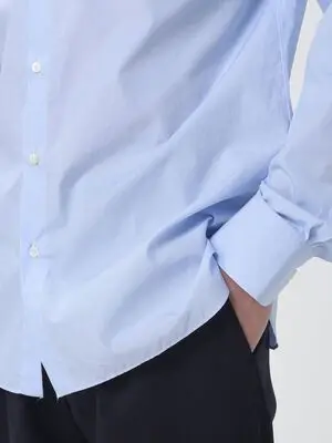 LUIGI BORRELLI Classic Striped Cotton Shirt - Sky