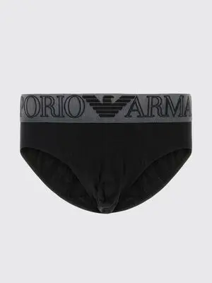 Emporio Armani Cotton Briefs With Logo - Black