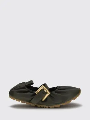 Balmain Leather Ballerinas - Olive