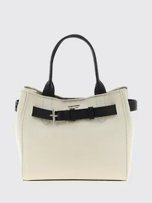 TOM FORD Audrey Cotton Twill And Leather Bag - Beige