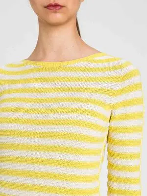 TWINSET Striped Cotton Blend Long Sleeve Sweater