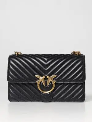 Pinko Quilted Leather Shoulder Bag With Chain Strap - Black