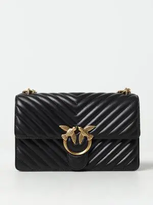Pinko Quilted Leather Shoulder Bag With Chain Strap - Black