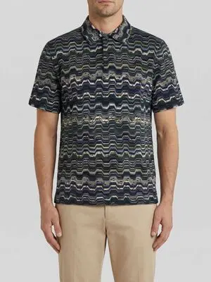 Missoni Striped Cotton Polo Shirt - Blue