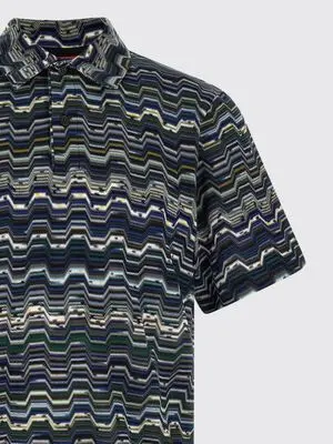 Missoni Striped Cotton Polo Shirt - Blue