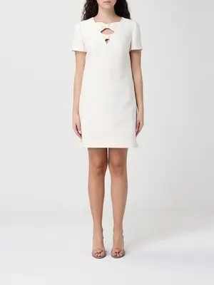 Valentino Garavani Virgin Wool And Silk Dress With Bow Applique - Ivory