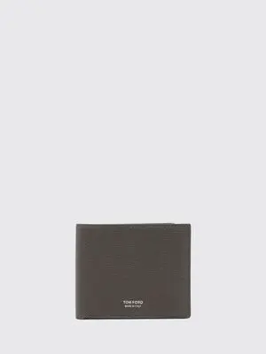 TOM FORD Bifold Calf Leather Wallet With Bill Compartment And Logo - Grey
