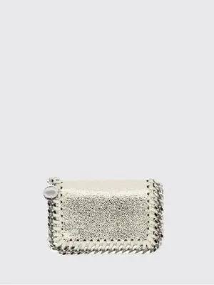 Stella McCartney Falabella Laminated Crackled Faux Suede Wallet - Silver