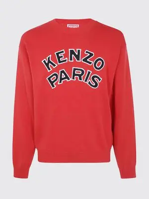 Kenzo Merino Wool Crew Neck Sweater With Jacquard Logo - Red