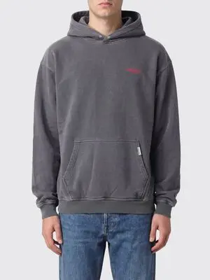 REPRESENT Relaxed Fit Cotton Hoodie With Printed Logo - Grey
