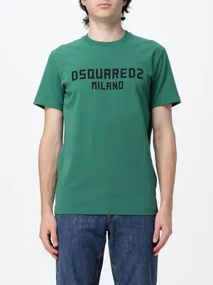 Dsquared2 Short-sleeved Cotton T-shirt With Contrasting Logo Print - Green