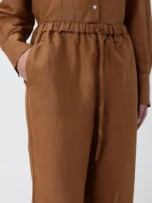 120% Lino Palazzo Trousers - Leather