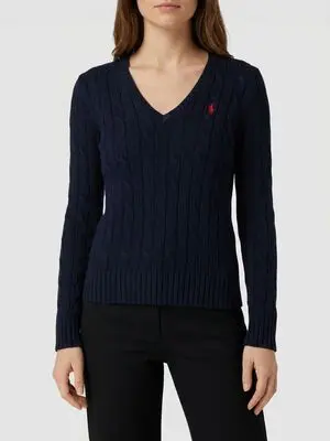 Polo Ralph Lauren Cable Knit V-neck Jumper - Navy