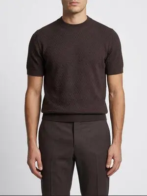 PAOLO PECORA Basic Cotton Crew-neck Sweater - Brown