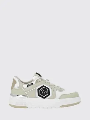 Philipp Plein Leather And Mesh Low Top Sneakers - Beige