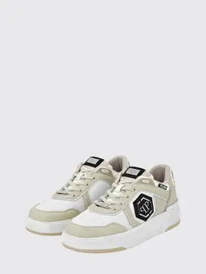 Philipp Plein Leather And Mesh Lace-up Sneakers - Beige