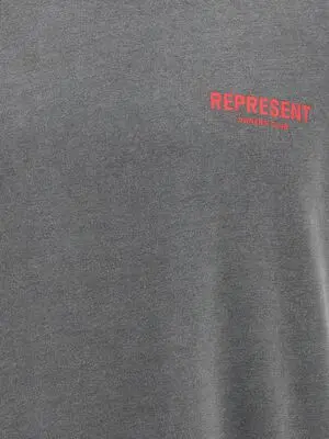 REPRESENT Crew Neck Cotton T-shirt With Contrast Logo - Black