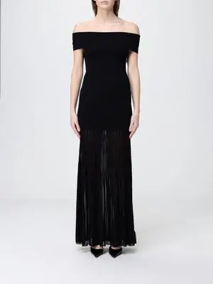 Michael Kors Long Pleated Stretch Knit Dress - Black