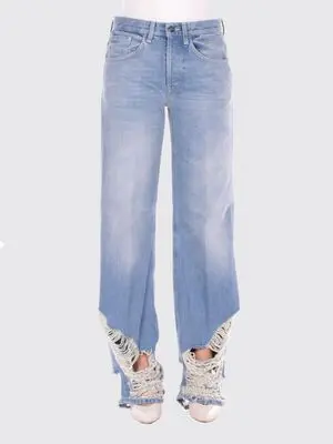 DONDUP Distressed Denim Wide Leg Jeans - Blue
