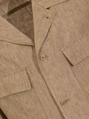 BRIGLIA 1949 Linen Shirt Jacket - Brown