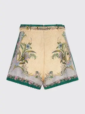 Zimmermann Indra High-waisted Linen Shorts With Ethnic Print - Cream