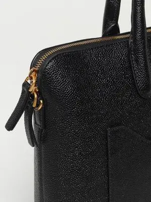 Thom Browne Textured Leather Briefcase With Signature Striping