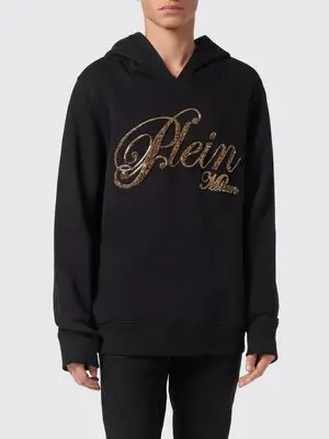 Philipp Plein Embellished Logo Cotton Hoodie - Black