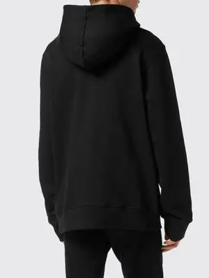 Philipp Plein Embellished Logo Cotton Hoodie - Black