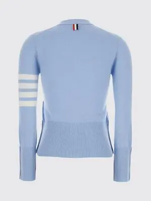 Thom Browne V-neck 100% Cashmere Cardigan With 4-bar Detail - Gnawed Blue