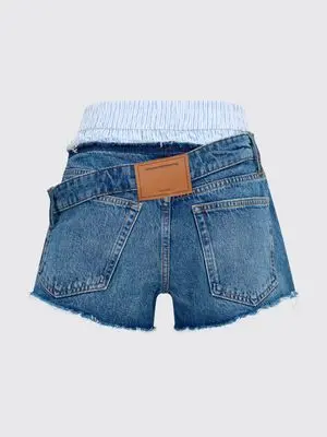 Alexander Wang Double-layer Denim Shorts With Raw-cut Hem