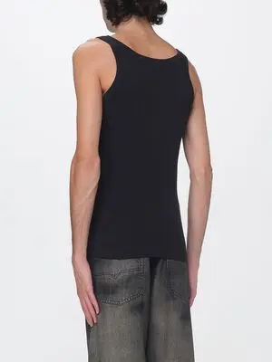 DIESEL® Slim Fit Ribbed Cotton Tank Top With U-neck And Oval D Logo