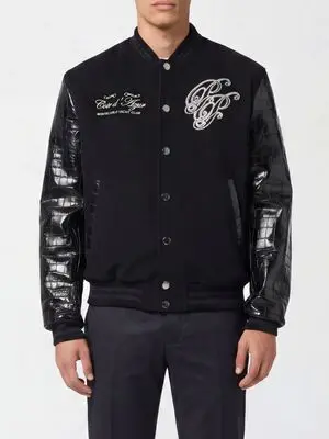 Philipp Plein Varsity Teddy Racer Bomber Jacket With Logo