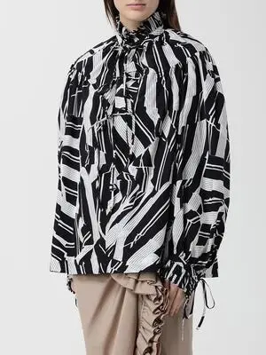 Dries Van Noten Printed Cotton Blouse - Black