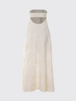 Liu Jo Cotton Maxi Dress With Embroidery And Sequins - Natural