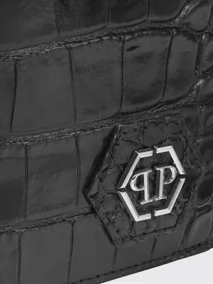 Philipp Plein Crocodile Print Leather Passport Holder