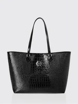 Philipp Plein Crocodile Print Leather Bag - Black