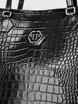 Philipp Plein Crocodile Print Leather Bag