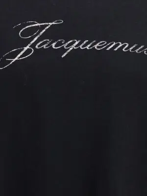 Jacquemus Crew Neck Cotton Blend T-shirt With Printed Contrast Logo - Black