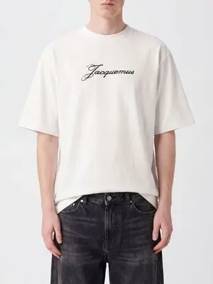 Jacquemus Crew Neck Cotton Blend T-shirt With Printed Contrast Logo - White