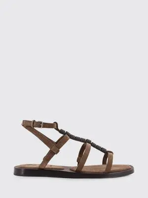 Brunello Cucinelli Suede Sandals With Monile - Mud