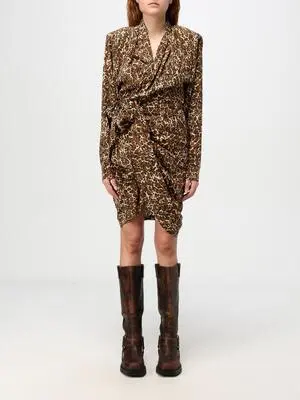 Isabel Marant Étoile Leopard Print Draped Midi Dress
