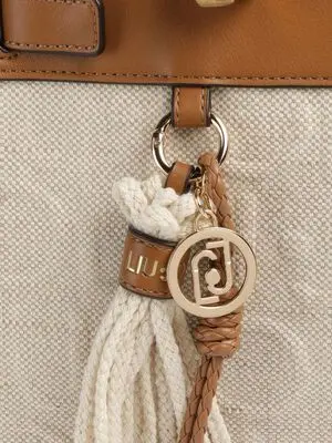 Liu Jo Faux Leather And Canvas Bag With Embossed Logo