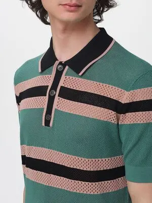 Dries Van Noten Striped Viscose Polo Shirt - Green