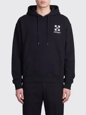 Off-White Cotton Hoodie With Logo - Black