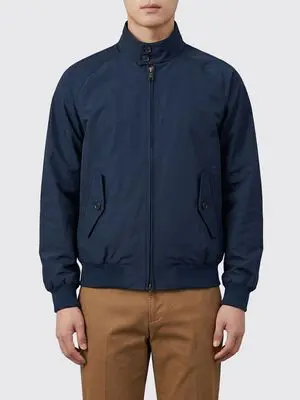 BARACUTA Cotton Blend Bomber Jacket - Navy
