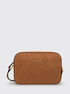 Liu Jo Manh M Camera Case Bag In Embossed Monogram Faux Suede - Camel